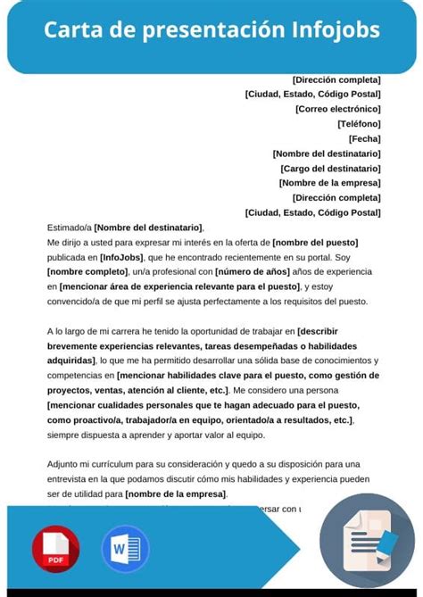 Carta De Presentación Para Infojobs 【 Word Pdf