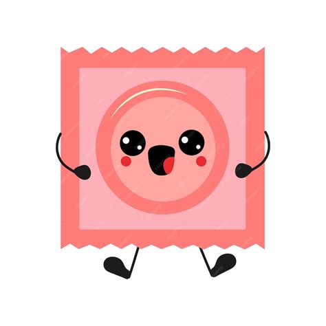 Premium Vector Cute Kawaii Condom Cartoon Character Vector