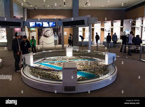 Japan Hiroshima Interior Atomic Bomb Museum First Hall Tourists