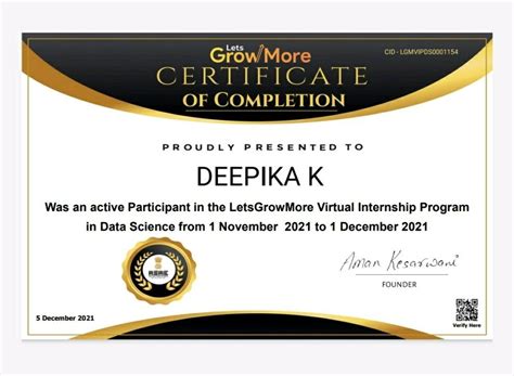 Deepika K On Linkedin 1month Internship Lgmvip Letsgrowmore Interngrow