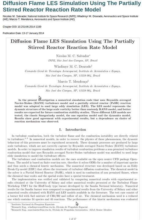 Pdf Diffusion Flame Les Simulation Using The Partially Stirred