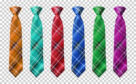 투명 한 배경에 고립 된 체크 무늬 넥타이 세트 프리미엄 Psd 파일