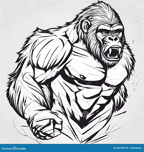 Ai Generated Illustration Of A Gorilla With An Intense Expression