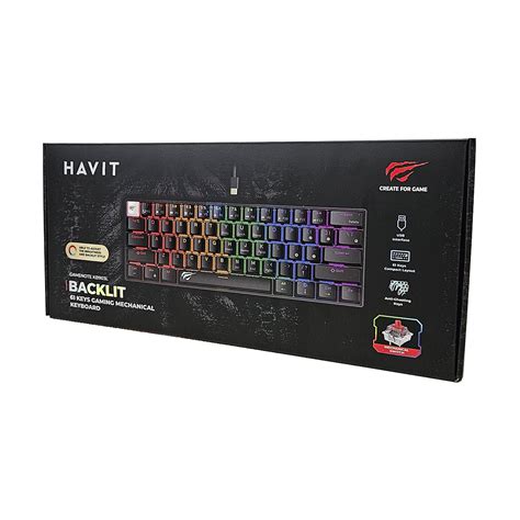Teclado Gamer Havit Kb903l Mecânico Switch Red Us Preto The Kase