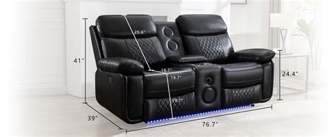 Power Loveseat Recliner Couch With Bluetooth Speakers Faux
