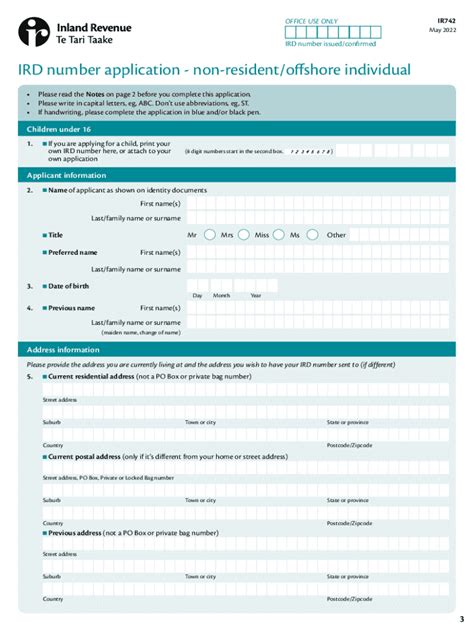 Fillable Online New Ird Number Application Process For Offshore Persons