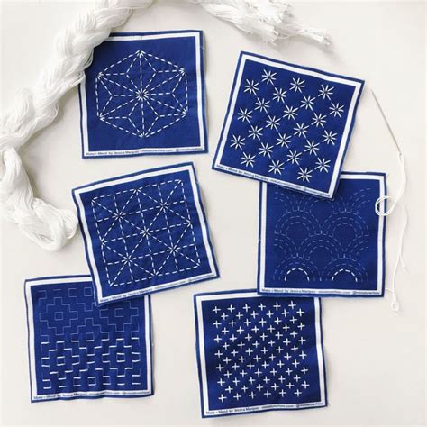Sashiko Mini Sampler Kit Sashiko Pattern Sashiko Embroidery Japanese Embroidery