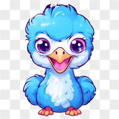 Download Kawaii Cartoon Bird With Blue And White Feathers Kawaii Online Creative Fabrica