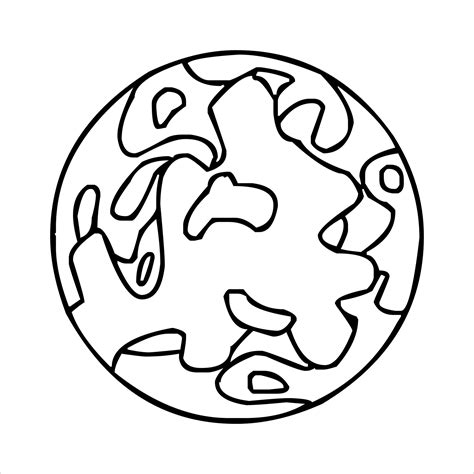 Planet Silhouette Line Art Black And White Planet Vector Isolated On