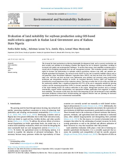 Pdf Evaluation Of Land Suitability For Soybean Production Using Gis Based Multi Criteria