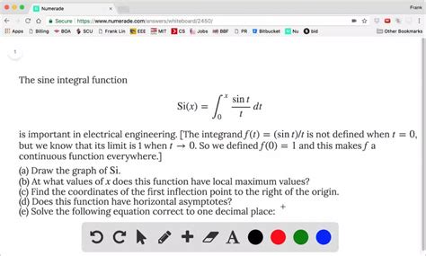 The Sine Integral Function Six ∫x0 Sintt Dt Is Important In