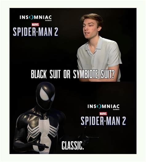 Insomniac Tweeted Black Suit Or Synbiote Suit R Spidermanps4