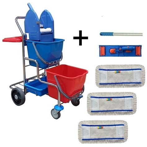 Úklidový Vozík Duo Kombi Flipper Mop Sestava S 3mi Návleky 40cm