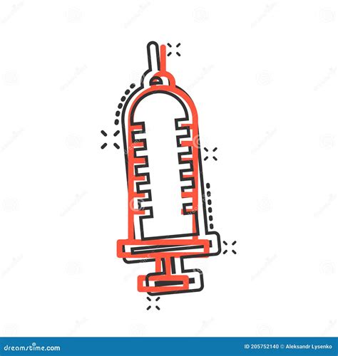 Syringe Icon In Comic Style Inject Needle Cartoon Vector Illustration On White Isolated