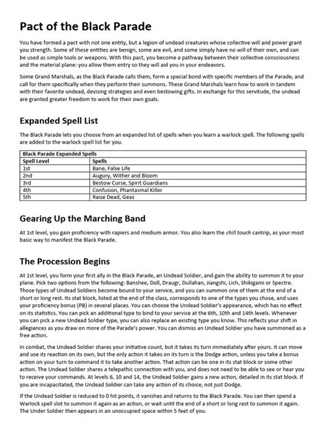 Black Parade Warlock Pdf Law