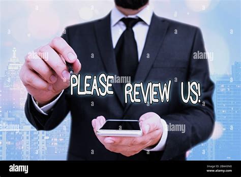 Handwriting Text Please Review Us Conceptual Photo Situation Or System Is Formal Examination By