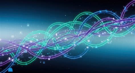 Futuristic Digital Data Network With Colorful Interconnected Waves And Abstract Technology