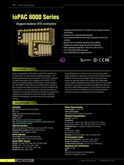 Pdf Iopac 8000 Series Moxa3 Rtu Controllers Ordering Information