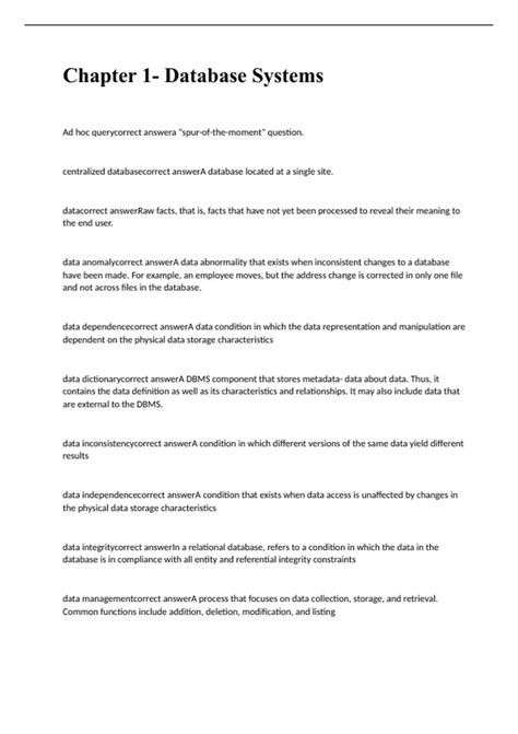 Chapter 1 Database Systems Practice Questions With Correct Answers Database Systems Stuvia Us