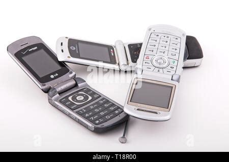 Old Vintage Grey Flip Phone Open Isolated On A White Background Stock
