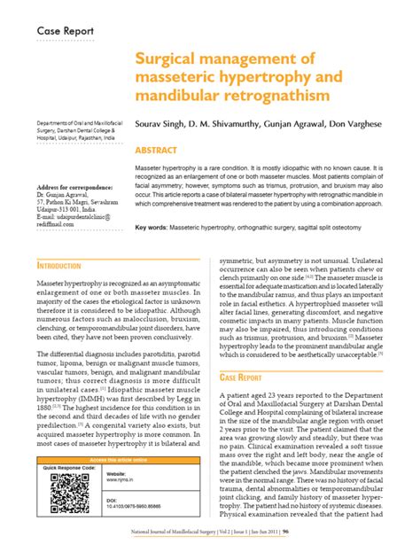 Surgical Management Of Masseteric Hypert Pdf Diseases And Disorders Medical Specialties
