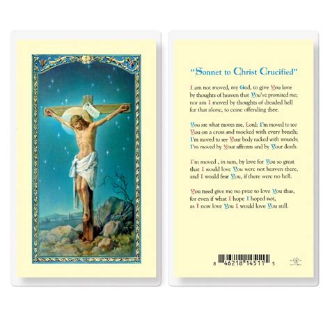 Sonnet To Christ Crucified Holy Card Laminated Catholic Prayer Card