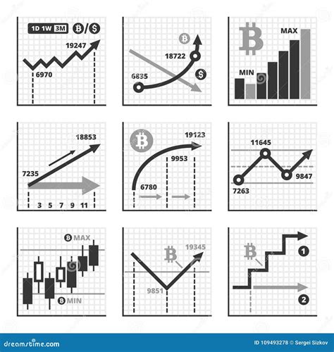 Bitcoin Growth Up Chart Graphics Set Vector Stock Vector Illustration Of Finance Financial