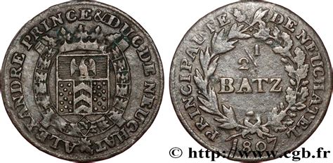 Switzerland Principality Of NeuchÂtel Alexandre Berthier 12 Batz Valeur Inversée 1807
