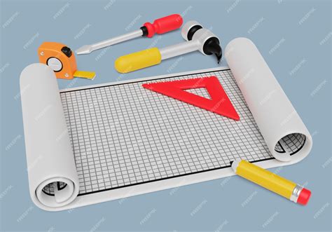 Premium Psd 3d Background With Architecture And Engineering Items