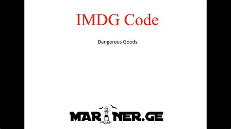 Imdg Code Dangerous Goods Classes Youtube