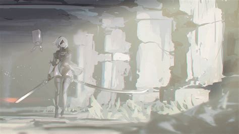 2b Nier Automata White Hair Pod 042 Nier Automata Nier