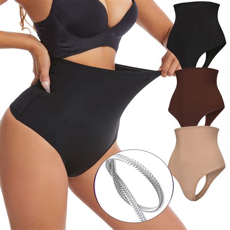 Womens High Waist Shaping Panties Butt Lifter Shaperwear Thong Seam
