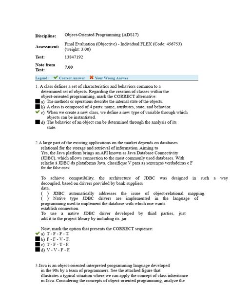 Object Oriented Programming Assessment Guide Pdf Method Computer