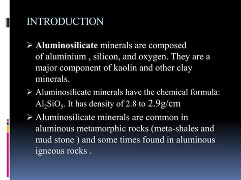 Aluminosilicate Group Of Minerals Mineralogy Ppt