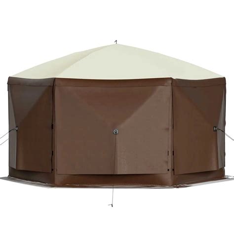 10x10 Ft Blue Nylon Waterproof Screen Shelter 8 Person Camping Pop Up