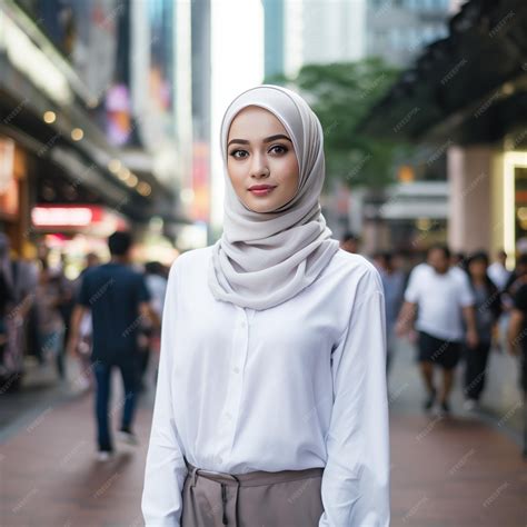 Premium Photo Beautiful Malay Girl Wearing Hijab And White Satin Shirt