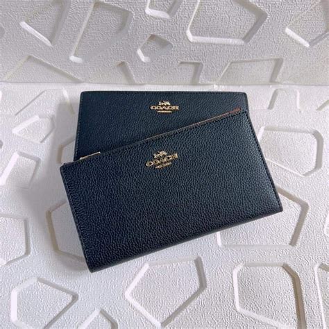 Coach Slim Zip Wallet In Black On Carousell