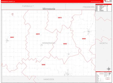 Winnebago County Ia Zip Code Wall Map Red Line Style By Marketmaps