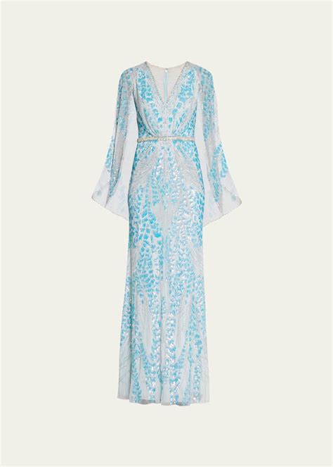 Jenny Packham Lovebird Embellished Column Gown Bergdorf Goodman