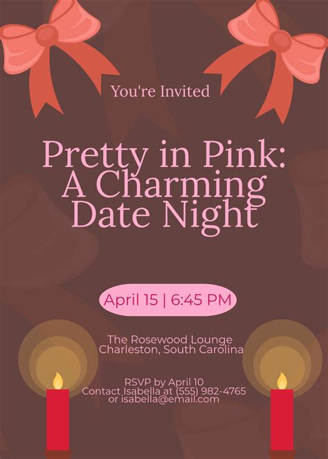 Free Pink Bow Date Night Invitation Template To Edit Online