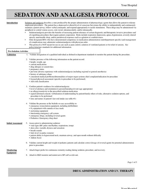 Sedation And Analgesia Protocol Pdf Pharmaceutical Drug