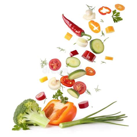 Falling Vegetables Isolated On White Background Stock Illustration