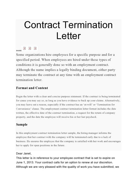 50 Best Contract Termination Letter Samples Templates Templatelab
