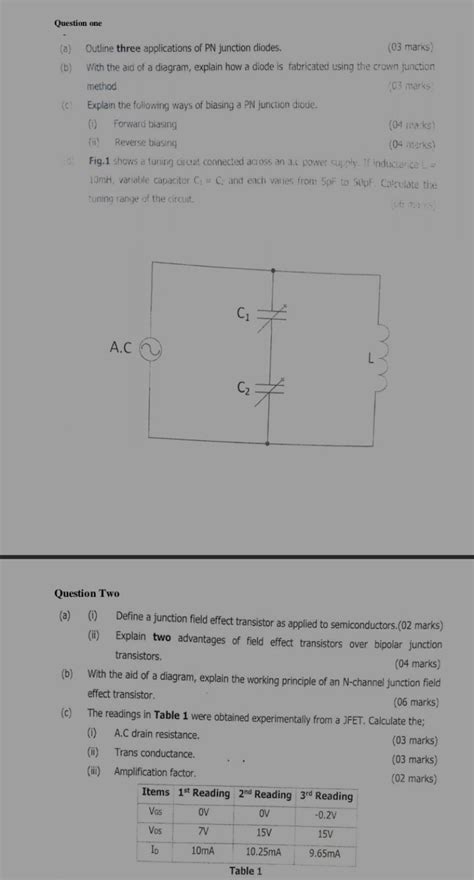 Question Onea Outline Three Applications Of Pn Junction Diodes03 Ma