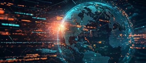 The Future World Map Has A Glowing Globe To Represent A Global