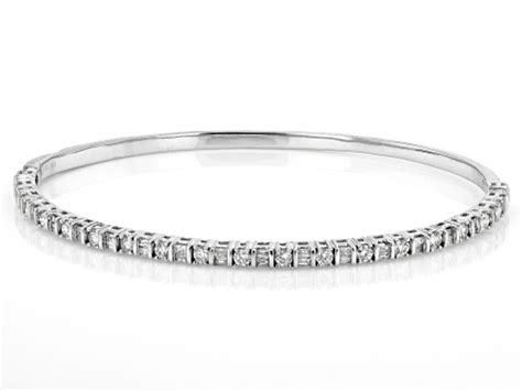 White Diamond 14k White Gold Bangle Bracelet 100ctw Doe508 Jtv