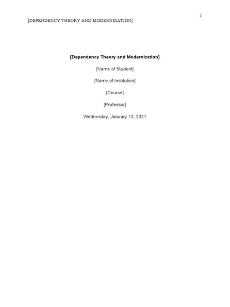 Dependency Theory And Modernization Pdf Modernization Theory Theory