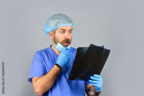 Nurse Checking X Ray Film At Hospital Deadly Disease Man Look At