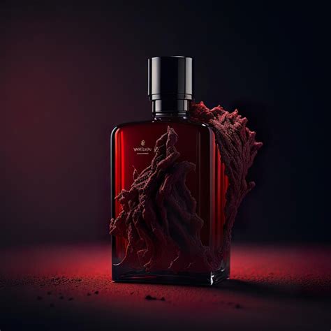 Premium Photo Luxurious Perfume Bottle With Red Accents On A Dark