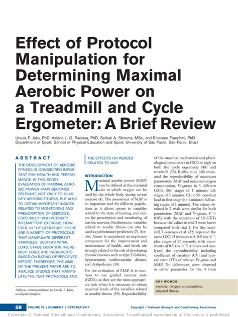 Vo2max Effect Of Protocol Manipulation For Determining Maximal Aerobic Power On A Treadmill And